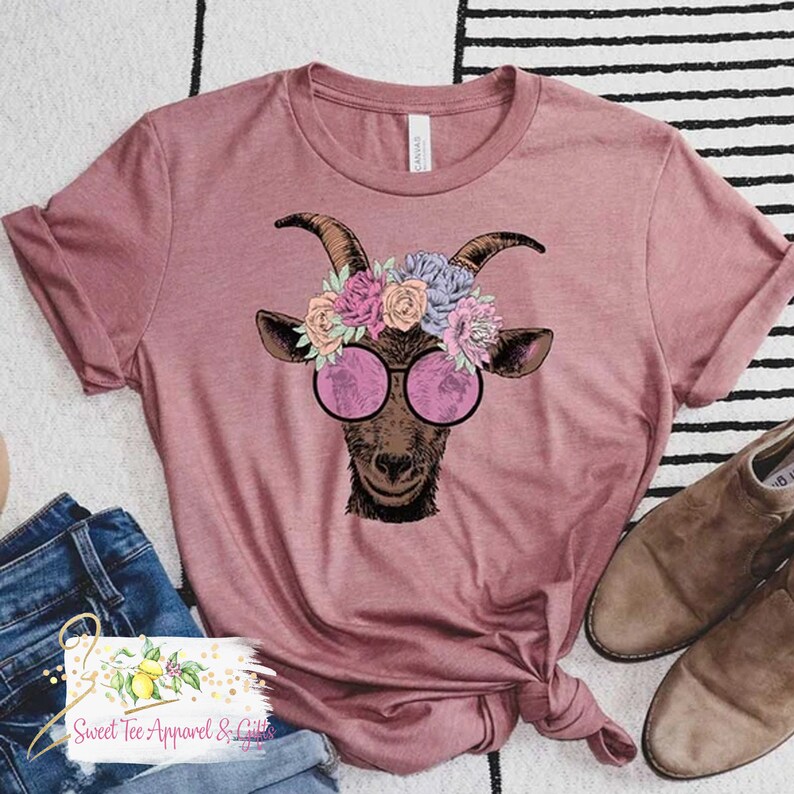 Floral Goat T-shirt Hippie Goat Shirt Boho Goat With - Etsy