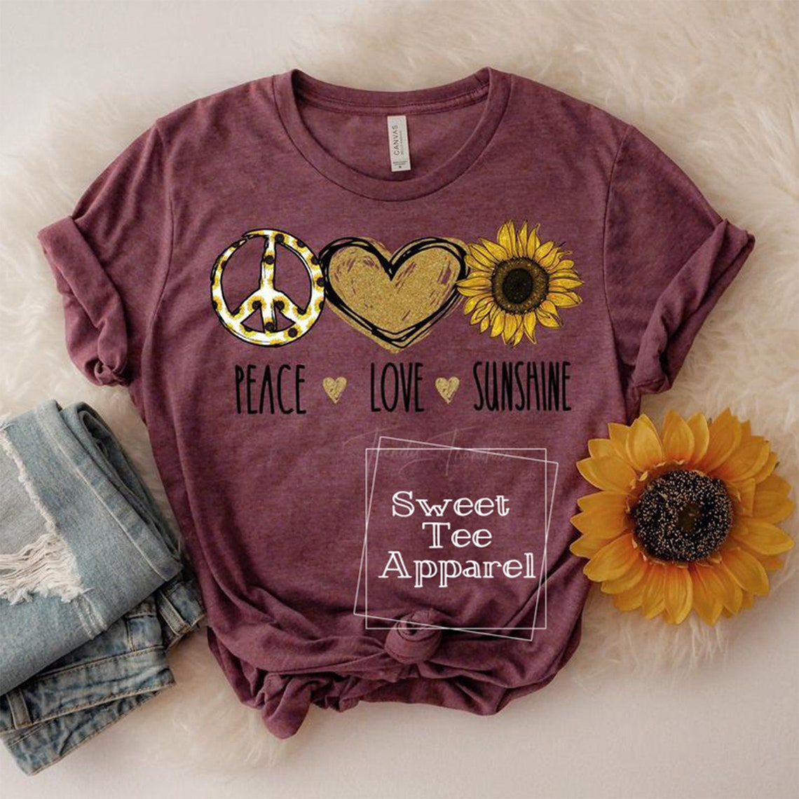 Peace Love Sunshine Women's Tee Graphic Tee - Etsy