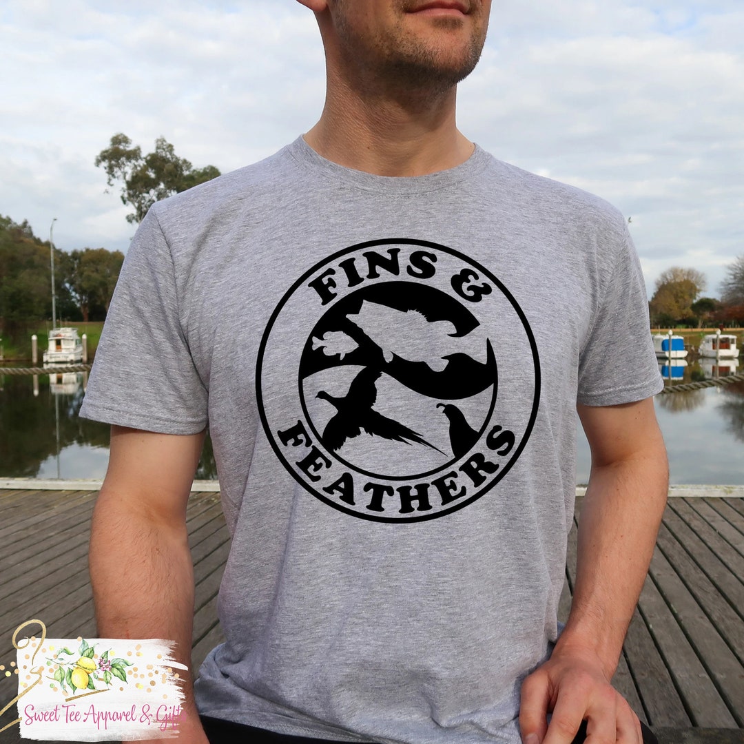 Fins & Feathers T-shirt - Men's Hunting Shirt - Duck Hunting T-shirt ...