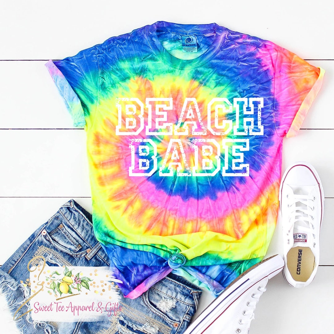 Beach Babe Tie Dye Shirt Hippie Top - Vacation T-shirt Beach Tshirt Tye ...