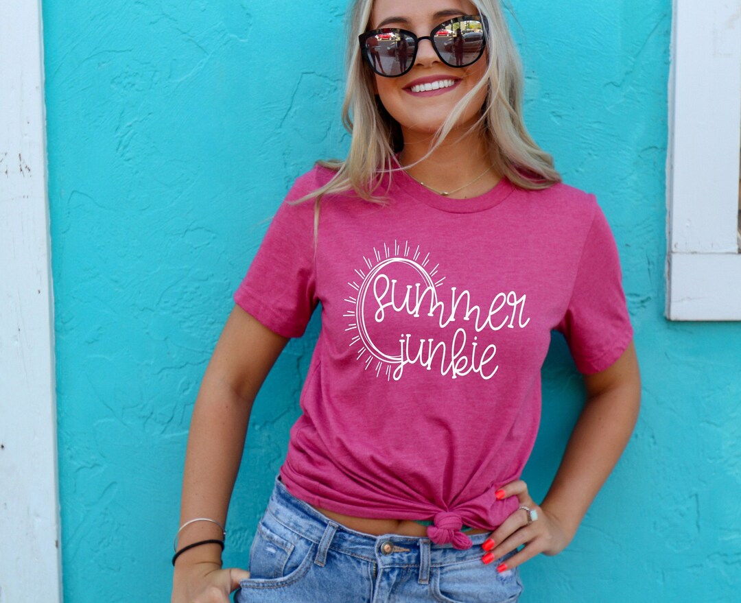 Summer Junkie Shirt Soft Tee T-shirt Heather Raspberry Pink Shirt ...