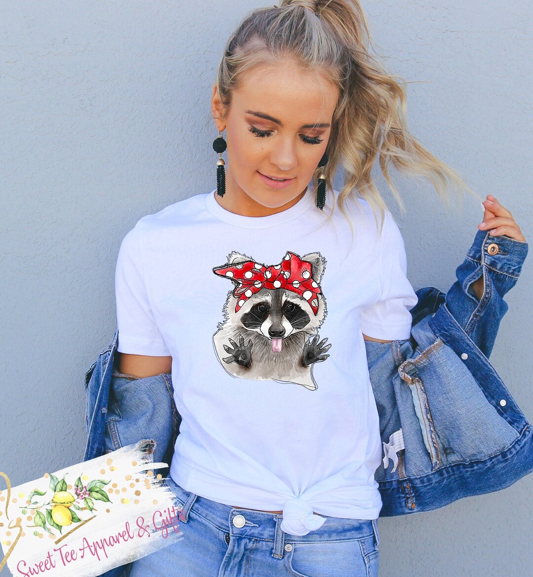 Cute Racoon T-shirt Racoon Shirt Headband Shirt Bandana - Etsy