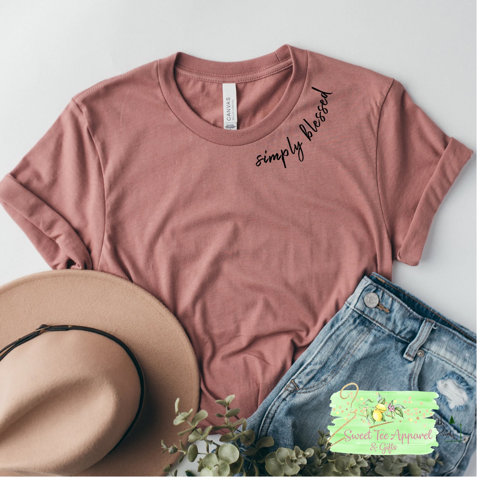 Simply blessed t-shirt collar design tshirt inspirational | Etsy