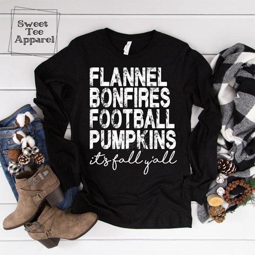 Flannel - Bonfires - Football - Pumpkins - Long Sleeve T-shirt - It's ...