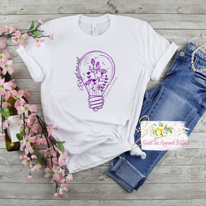Forget Me Not T-shirt Alzheimer's Awareness Light Bulb - Etsy
