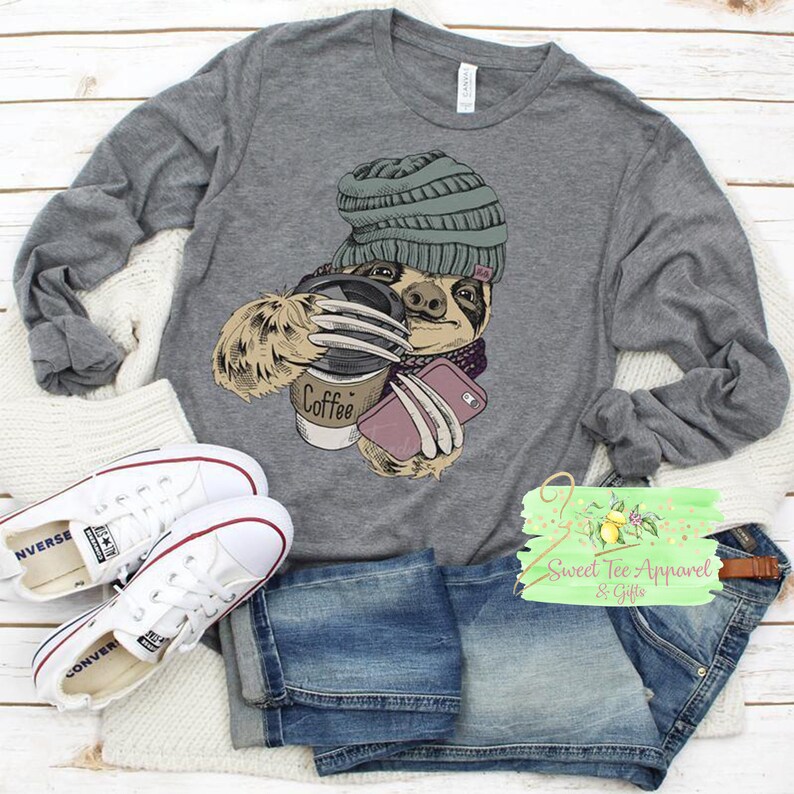 Cozy Sloth Long Sleeve T-shirt Sloth Lover Comfy and Cozy - Etsy
