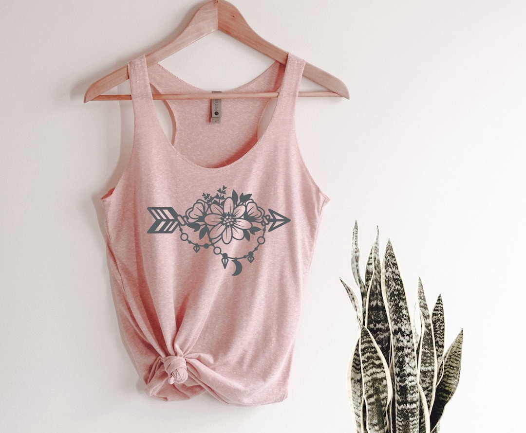Boho Tank Desert Pink Bohemian Flowers With Arrow Summer Time Tank Top ...