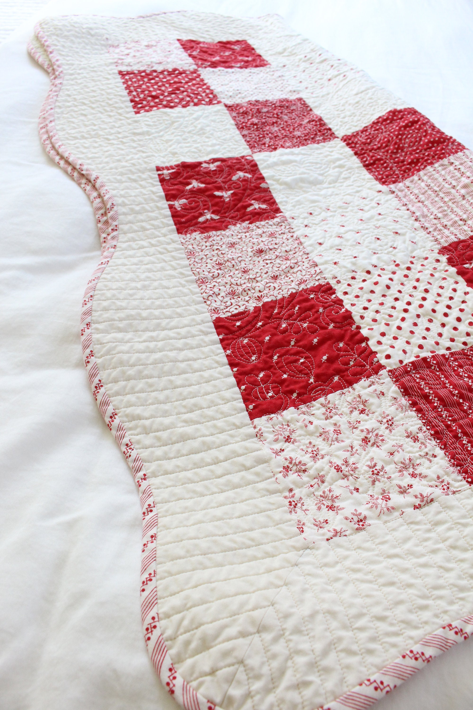 Red and White Patchwork Quilt-made to Order-not Ready to Ship - Etsy