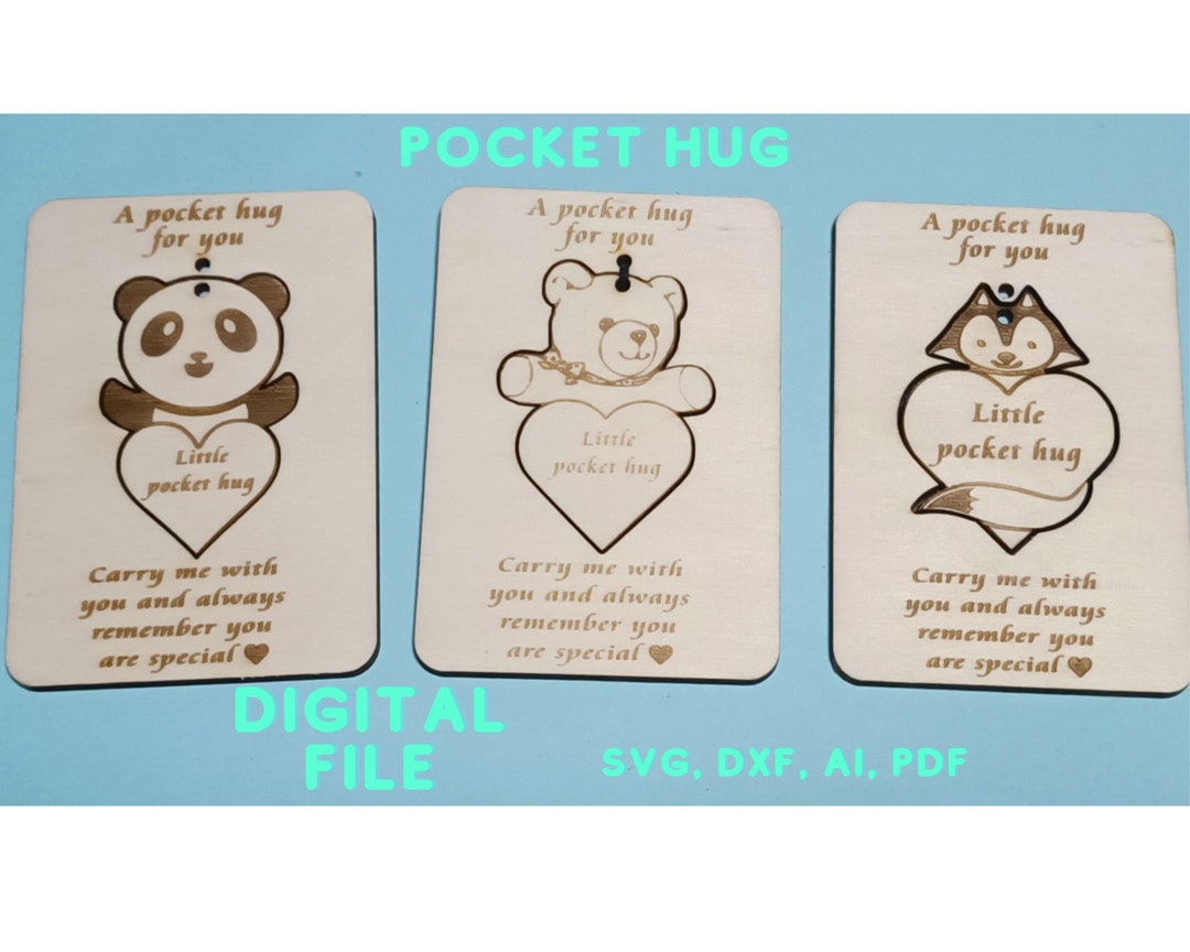 Pocket Hug 3 Cute Animals Laser File SVG, DXF, AI, Pdf - Etsy