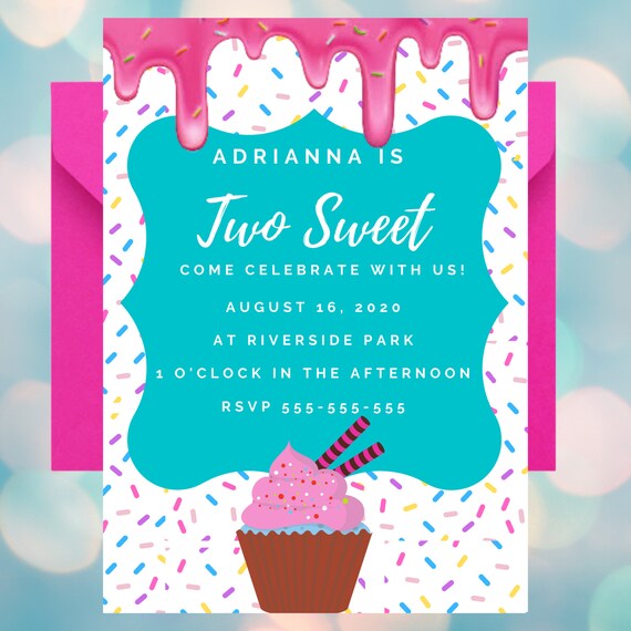 Two Sweet Birthday Invitation Template Free