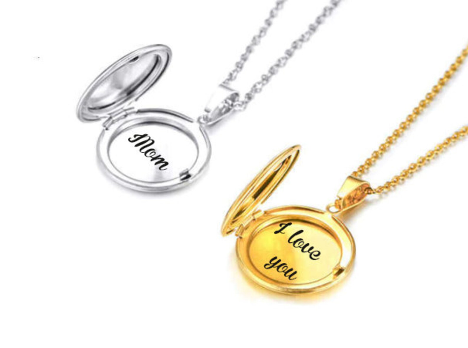 Custom Engraved Locket Round Locket Necklace-stainless Steel - Etsy