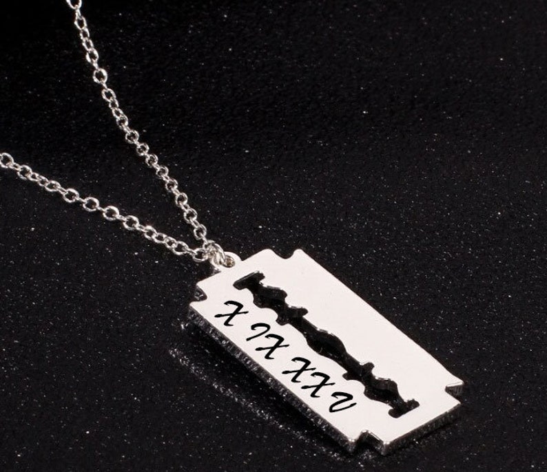 Razor Blade Silver Gold-rose Gold Stainless Steel Pendant | Etsy