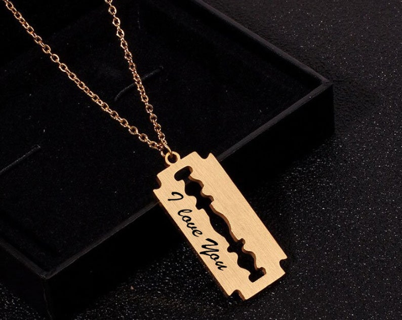 Razor Blade Silver Gold-rose Gold Stainless Steel Pendant | Etsy