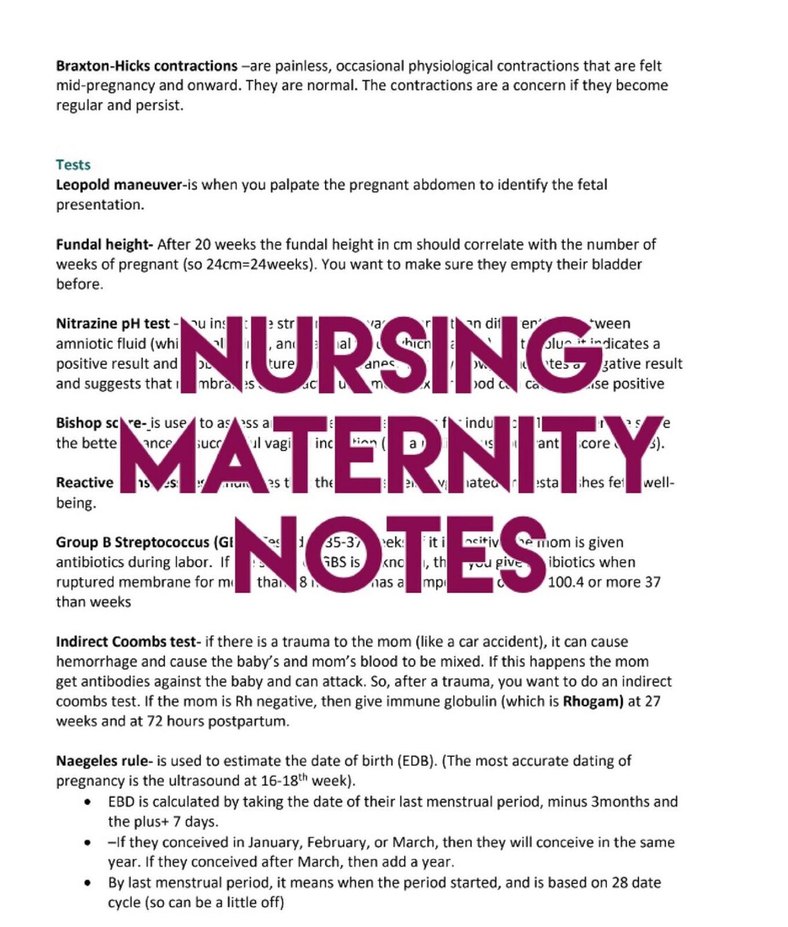NCLEX-RN Maternity Review Notes - Etsy