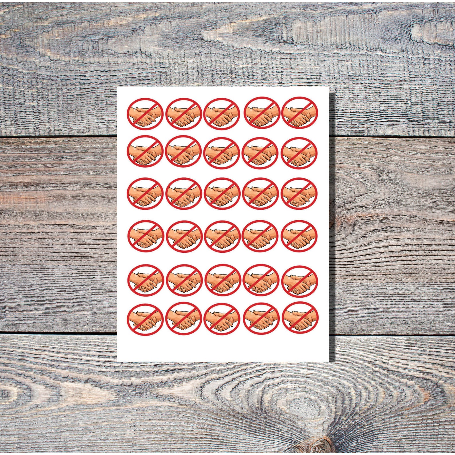 No Handshake Sign Sticker Printable Pack Digital Download - Etsy