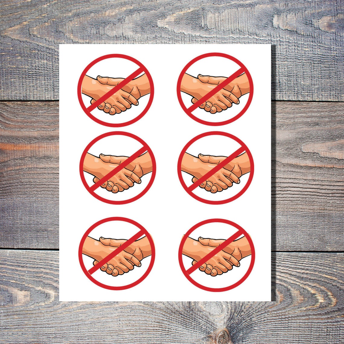 No Handshake Sign Sticker Printable Pack Digital Download - Etsy