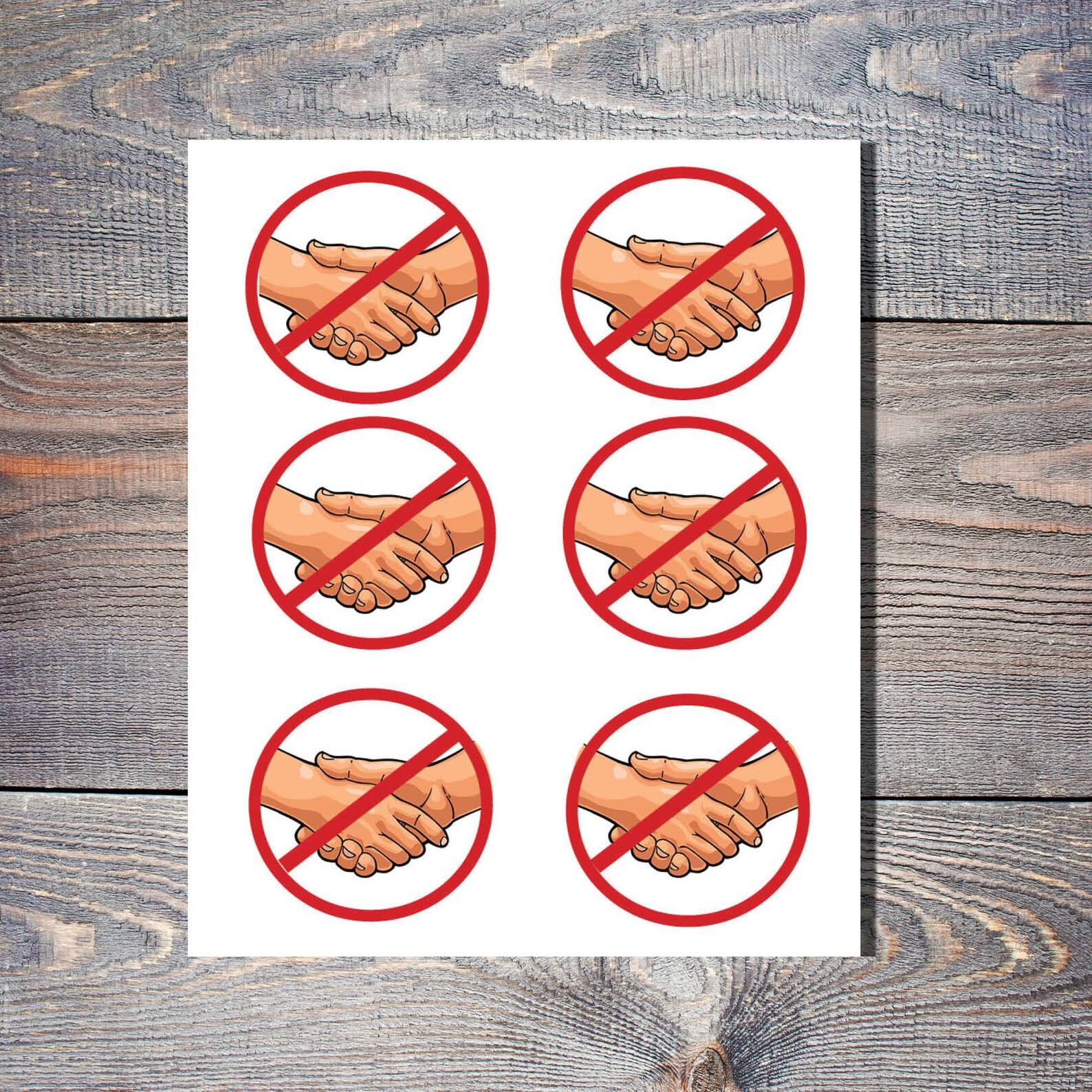 No Handshake Sign Sticker Printable Pack Digital Download - Etsy