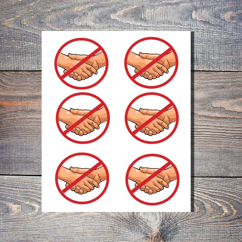 No Handshake Sign Sticker Printable Pack Digital Download - Etsy