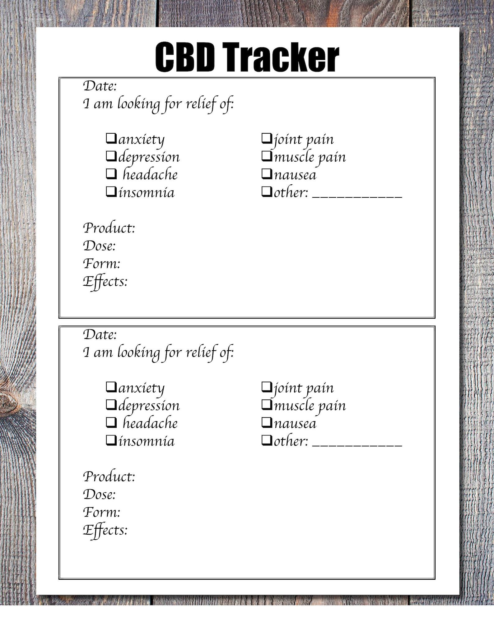 CBD Tracker Journal Printable PDF Digital Download - Etsy