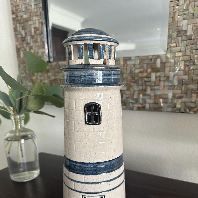 Ceramic Lighthouse Lamp - Etsy