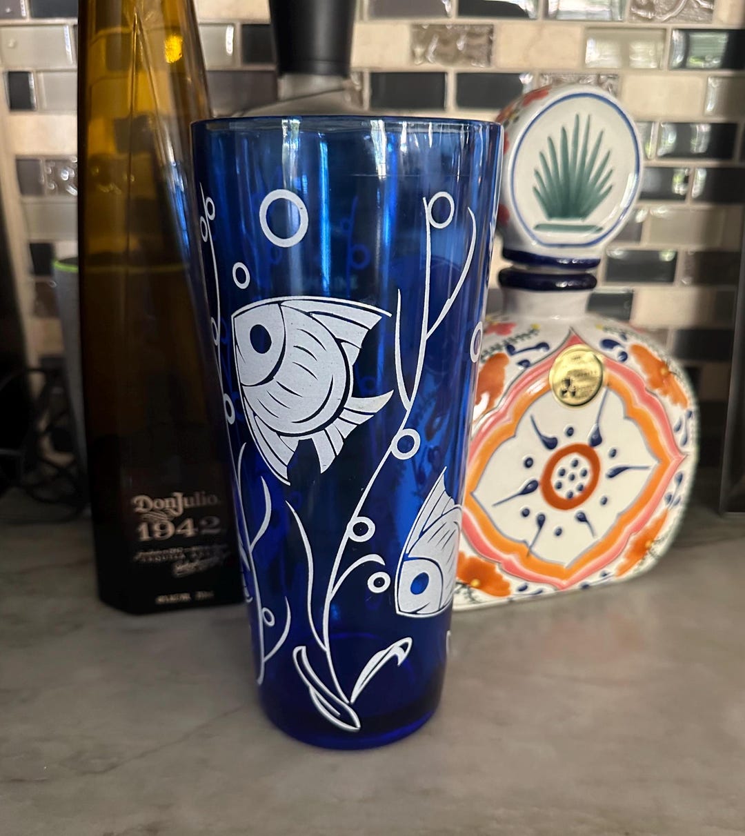 Hazel Atlas Cobalt Blue Glass "angel Fish" Cocktail Glass - No Lid - Etsy