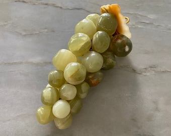 Vintage Polished Jade Grape Cluster With Stone Leaves Mid Century ...