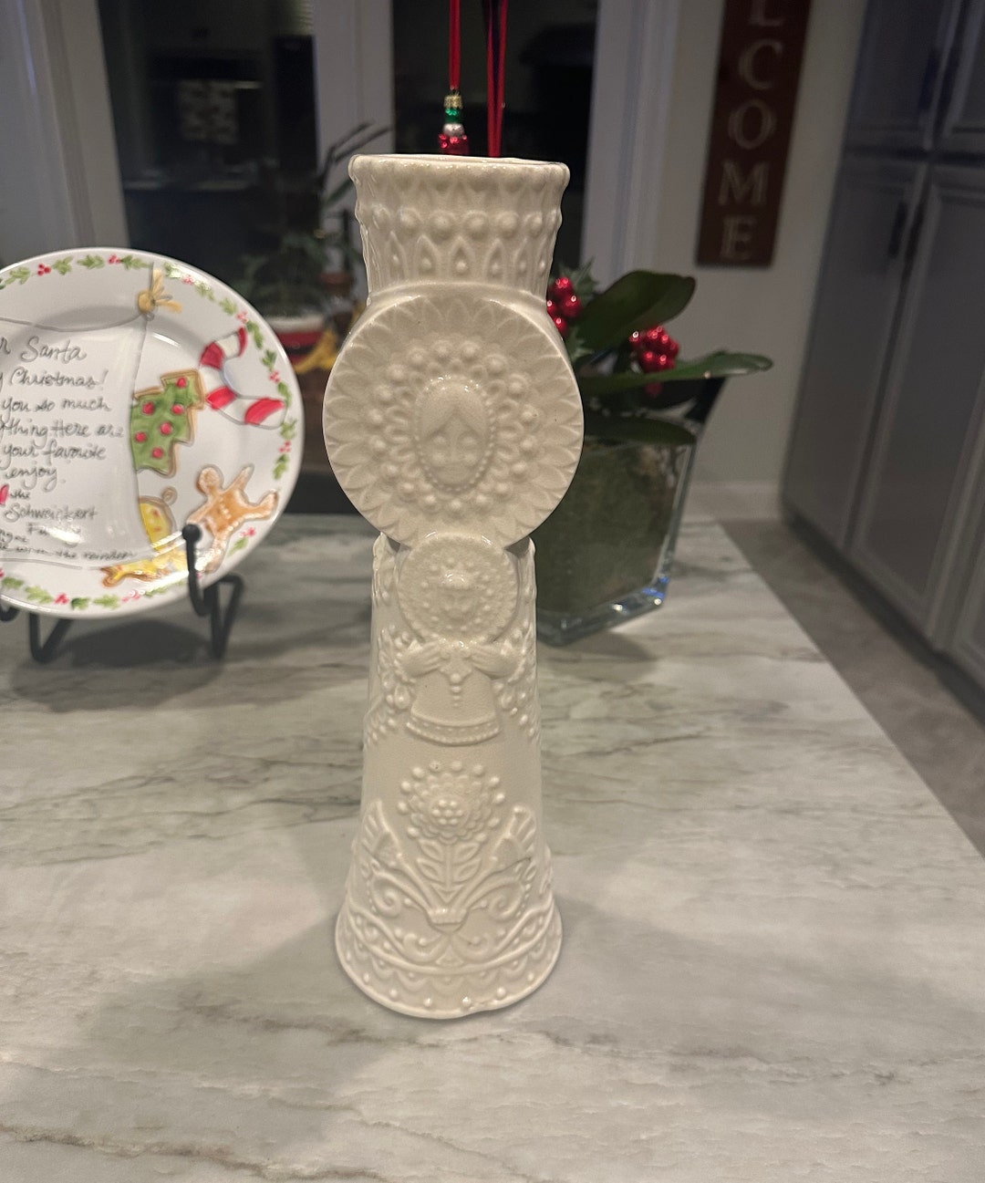 Mid Century Hallmark Tall Angel Relief Ceramic Candle Holder - Etsy
