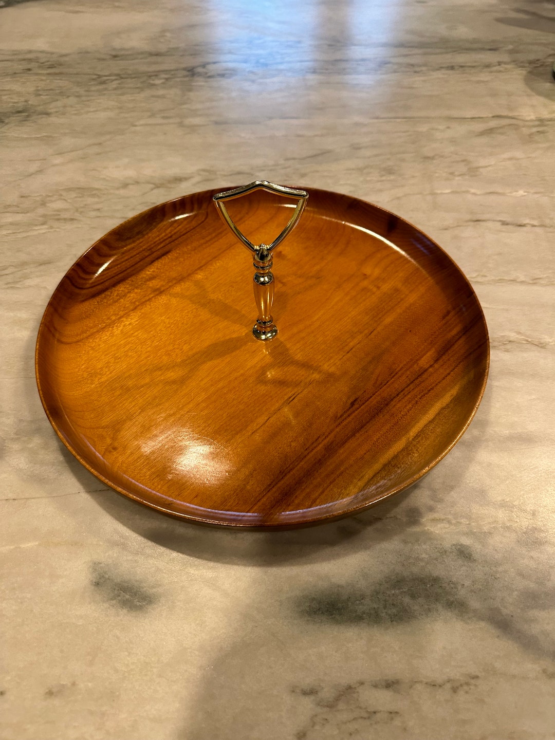 Large Round Myrtle Wood Tidbit Tray - Etsy