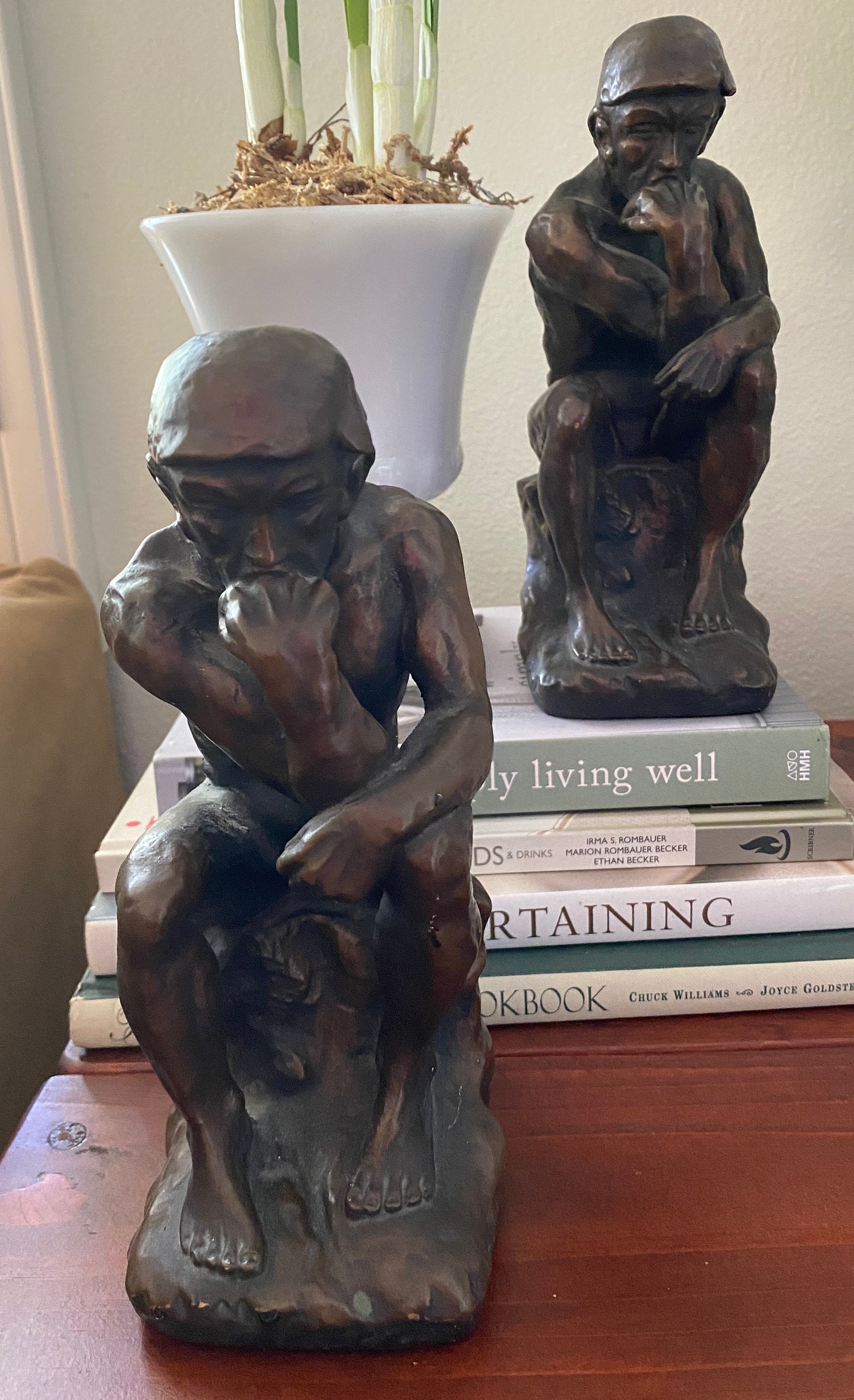 Marwal Industries Inc. Chalkware Bronze thinker Bookends - Etsy