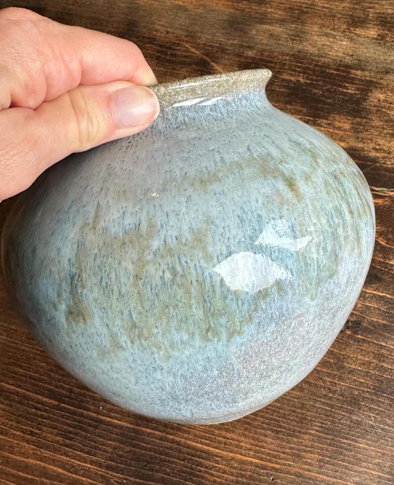 Mark Blumenfeld Signed Drip Glazed Blue Green Studio Pottery Vase ...