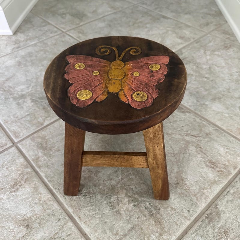 Carved Wood Stool - Etsy