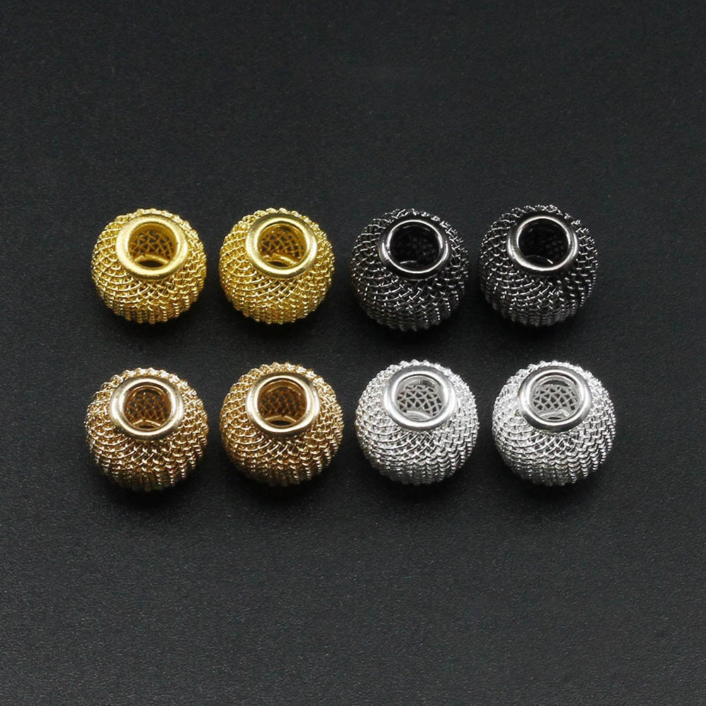 10pcs/lot 1012mm Metal Mesh Bead Silver Big Large Hole Spacer - Etsy