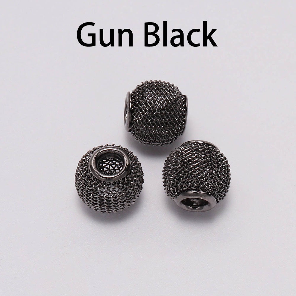 10pcs/lot 1012mm Metal Mesh Bead Silver Big Large Hole Spacer | Etsy