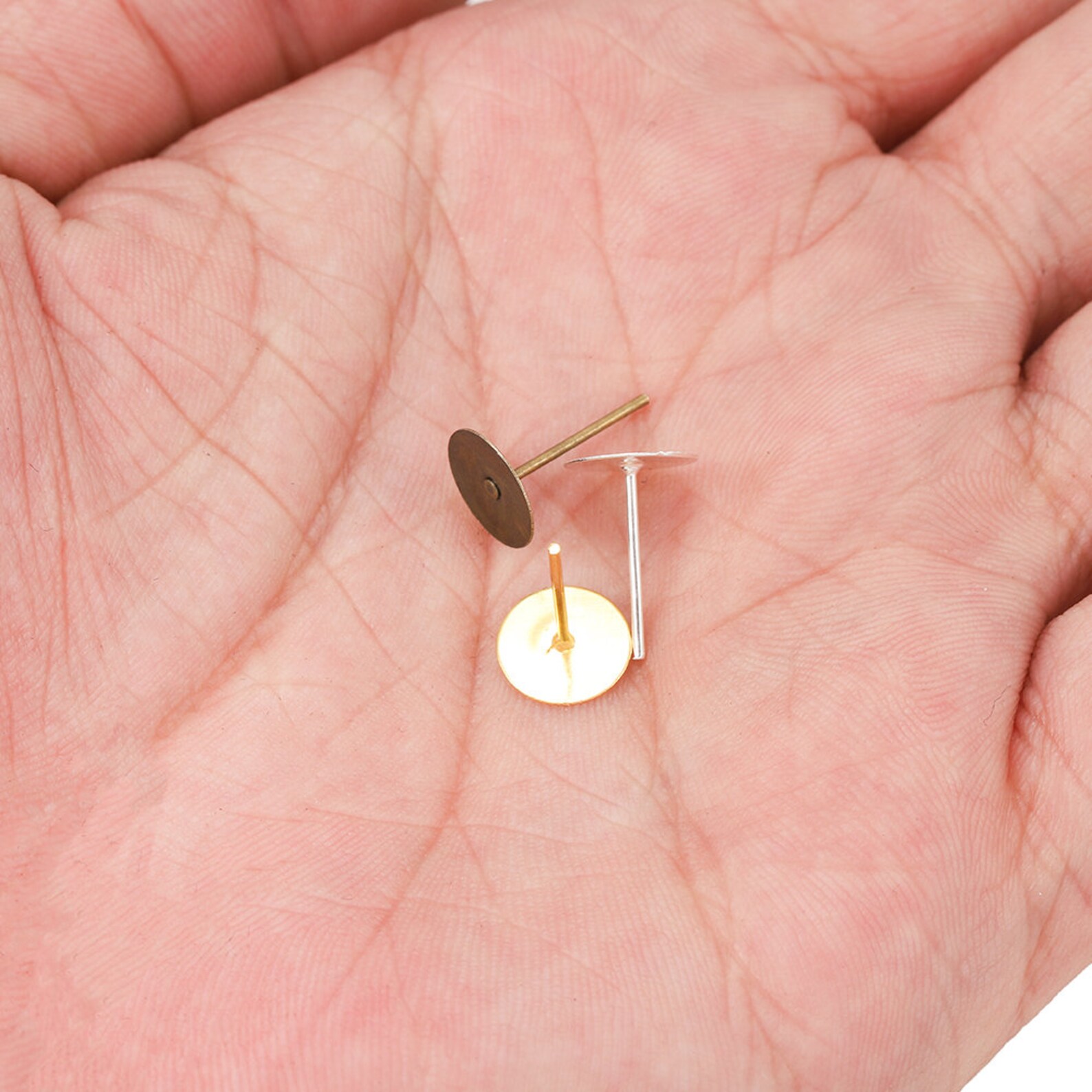 100pcs/lot 4/5/6/8/10 12mm Silver Earring Base Fit Cabochon | Etsy