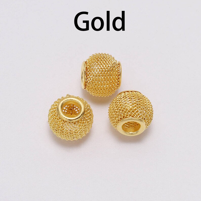 10pcs/lot 1012mm Metal Mesh Bead Silver Big Large Hole Spacer - Etsy