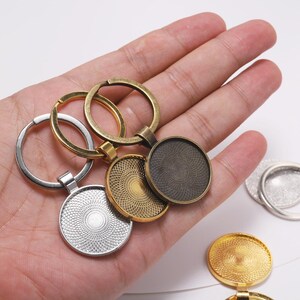 5pcs/lot Keychain With Pendant Bezel Blank Fit 25mm Cameo Glass ...