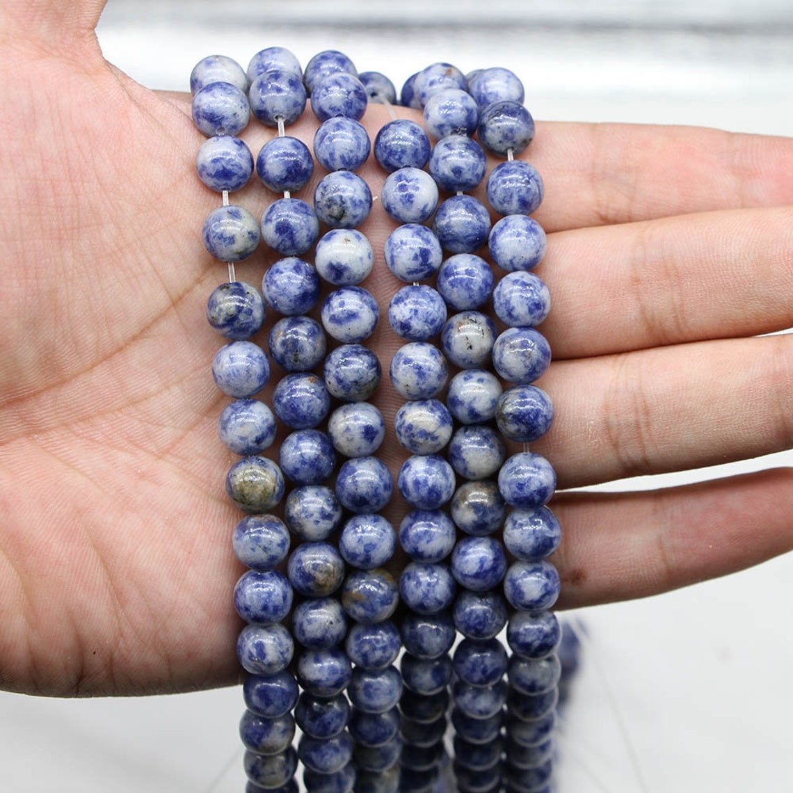 1 Strand/lot 4/6/8/10/12 Mm Natural Blue Spot Stone Bead Round - Etsy