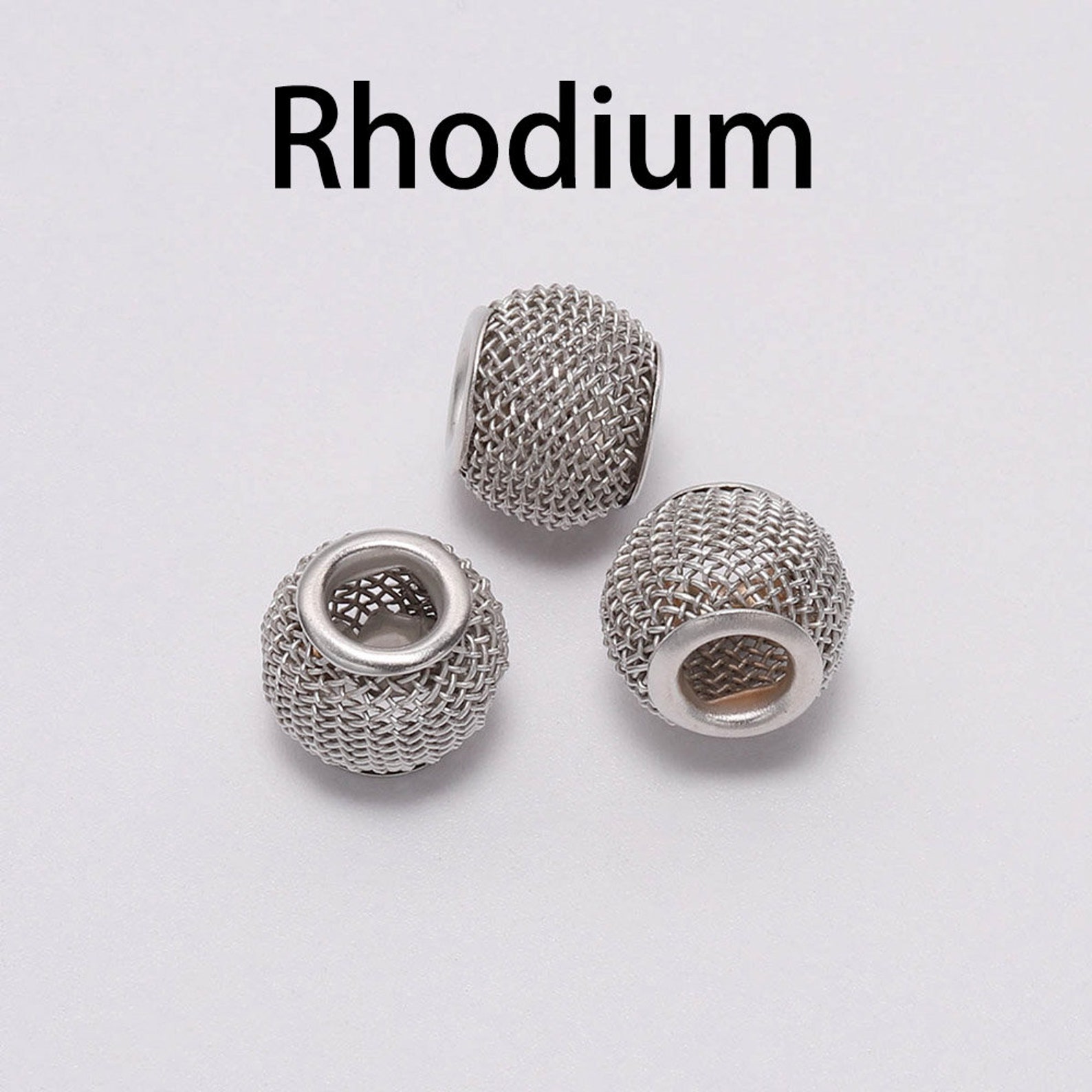 10pcs/lot 1012mm Metal Mesh Bead Silver Big Large Hole Spacer | Etsy