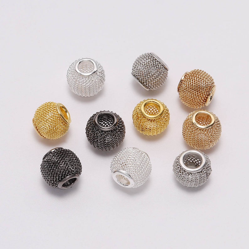 10pcs/lot 1012mm Metal Mesh Bead Silver Big Large Hole Spacer - Etsy