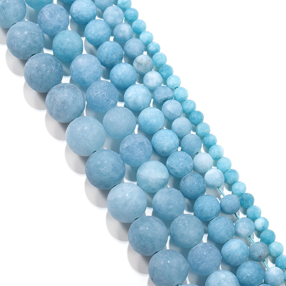 1strand/lot 4/6/8/10mm Matte Blue Chalcedony Stone Aquamarin - Etsy