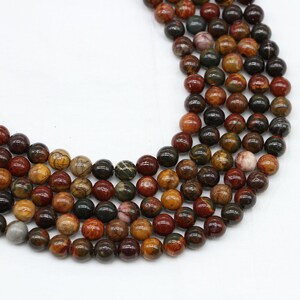 1strand/lot 4/6/8/10/12mm Natural Stone Red Picasso Bead Round Loose ...