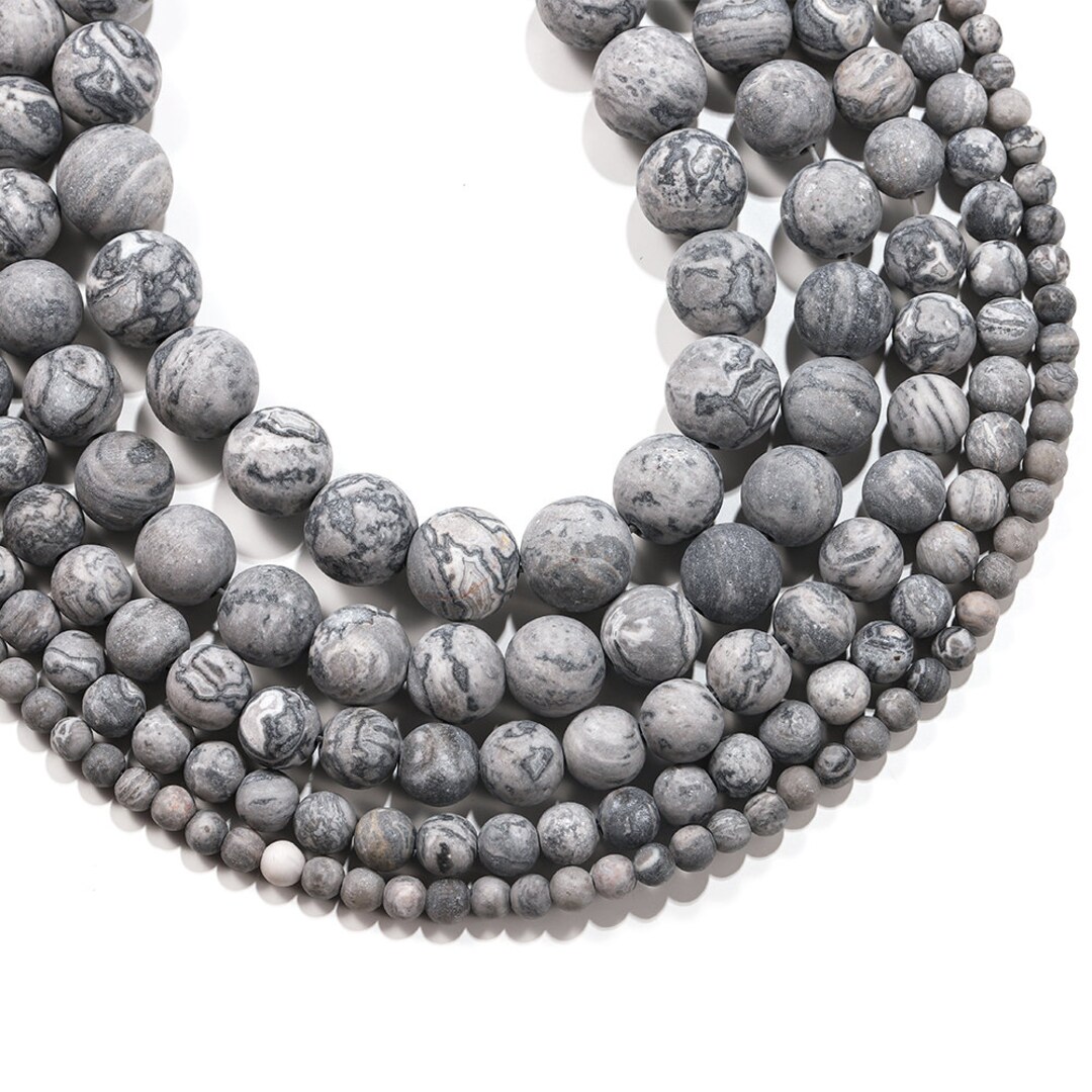 1strand/lot 4 6 8 10 12MM Natural Stone Dull Polish Matte Map Stone ...