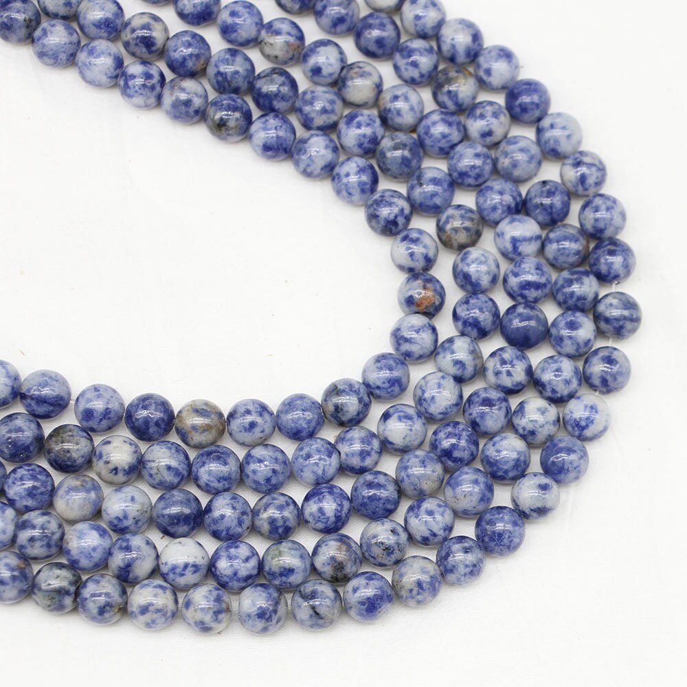 1 Strand/lot 4/6/8/10/12 Mm Natural Blue Spot Stone Bead Round - Etsy
