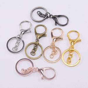 5pcs/lot 6 Colors Keychain Ring 30mm Key Ring Long 70mm Plated Lobster ...