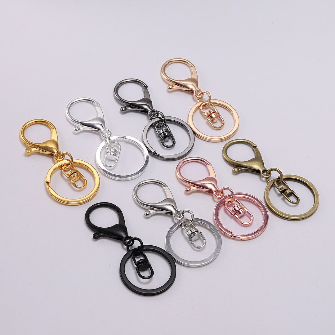 5pcs/lot Gold Silver Keychain Ring 30 Mm Key Ring Long 70 Mm Lobster ...