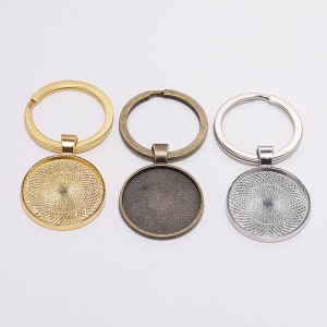 5pcs/lot Keychain With Pendant Bezel Blank Fit 25mm Cameo Glass ...