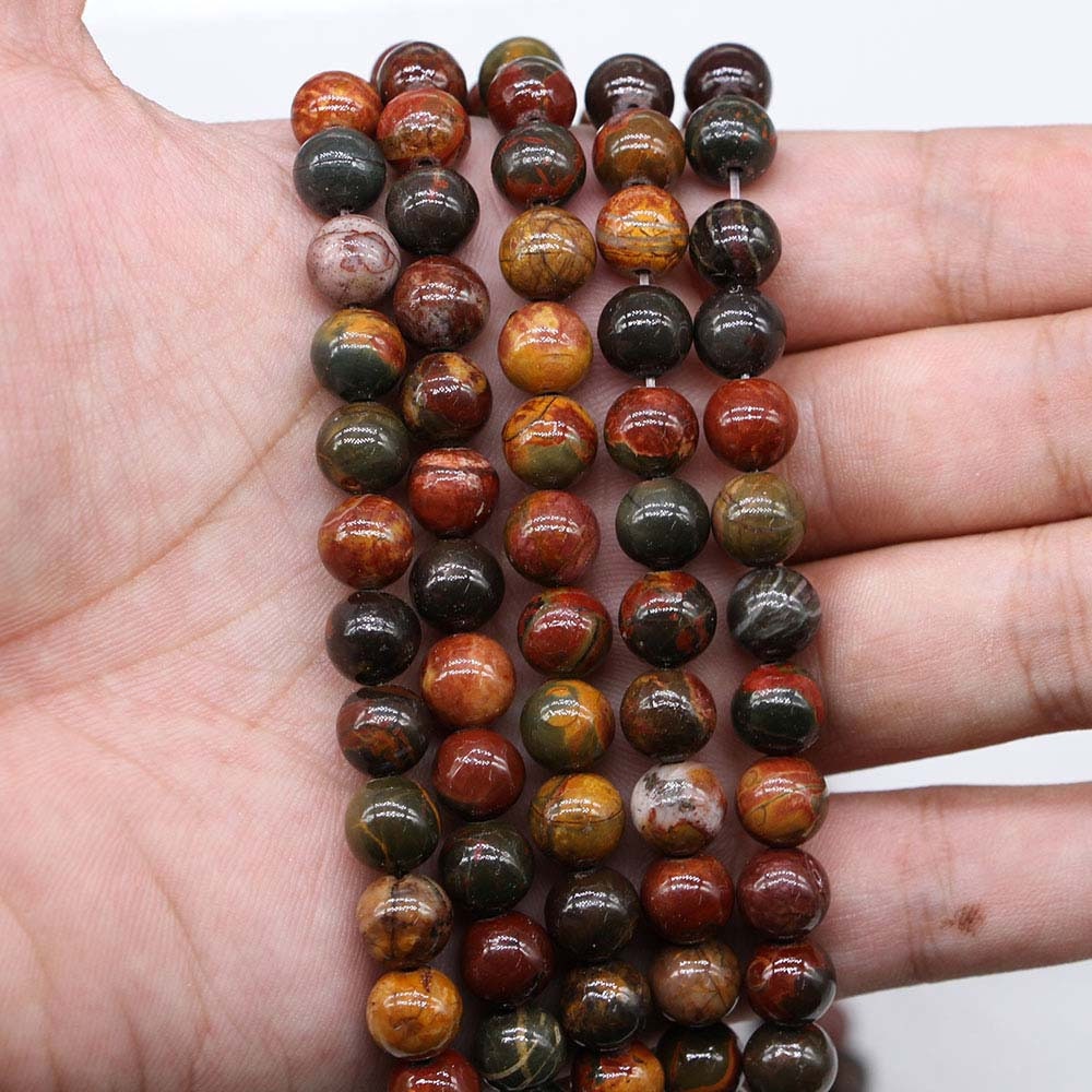 1strand/lot 4/6/8/10/12mm Natural Stone Red Picasso Bead Round | Etsy