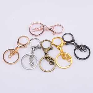 5pcs/lot 6 Colors Keychain Ring 30mm Key Ring Long 70mm Plated Lobster ...