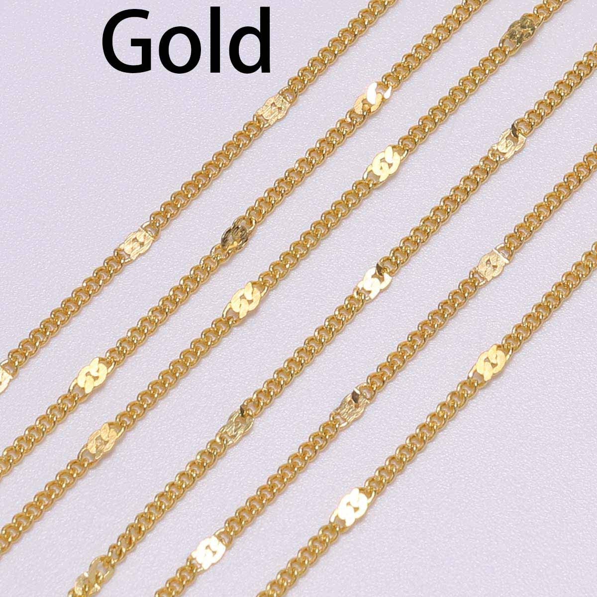 5m/lot Silver Gold 1.3mm 1.6mm 2.0mm Link Chain Plated Brass | Etsy