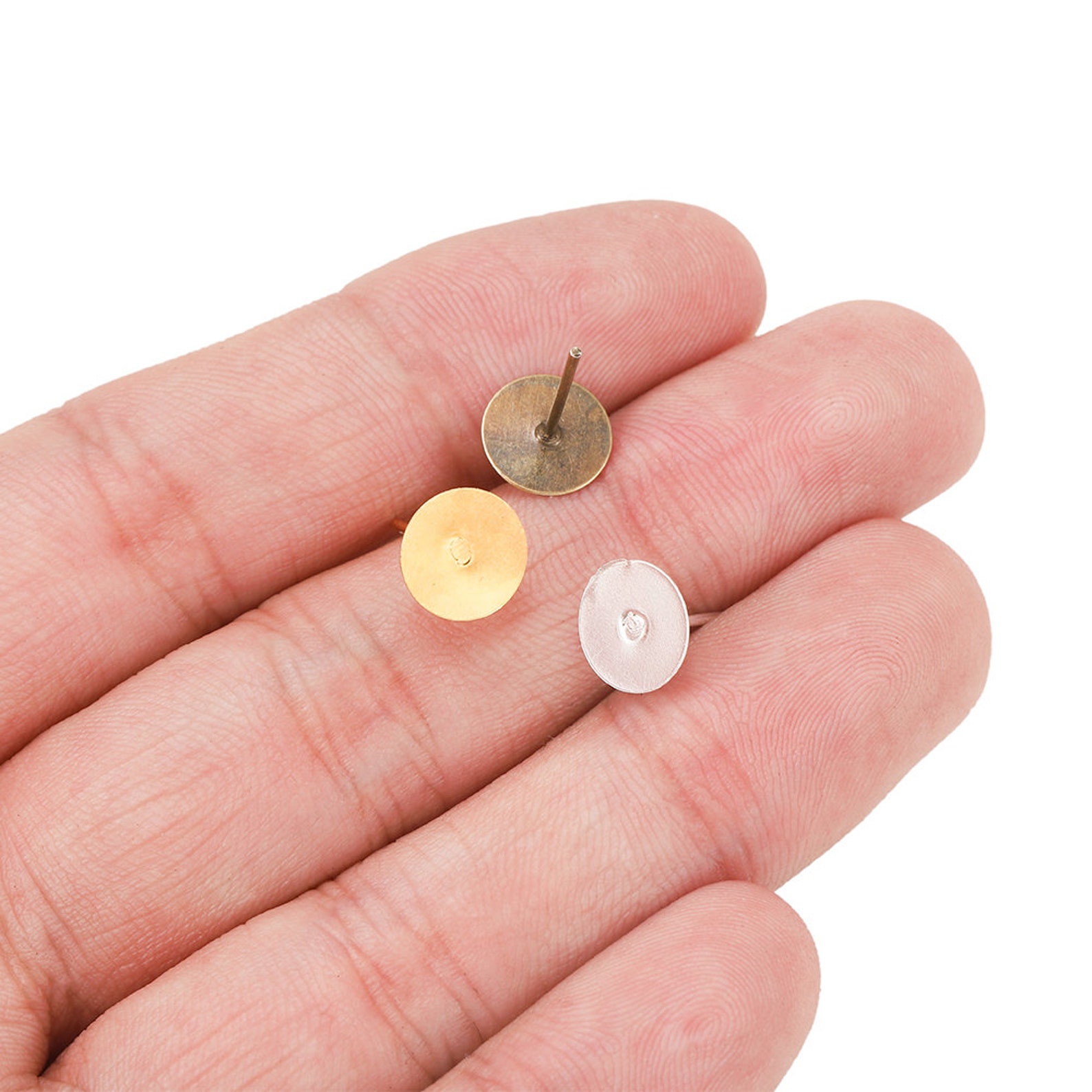 100pcs/lot 4/5/6/8/10 12mm Silver Earring Base Fit Cabochon - Etsy